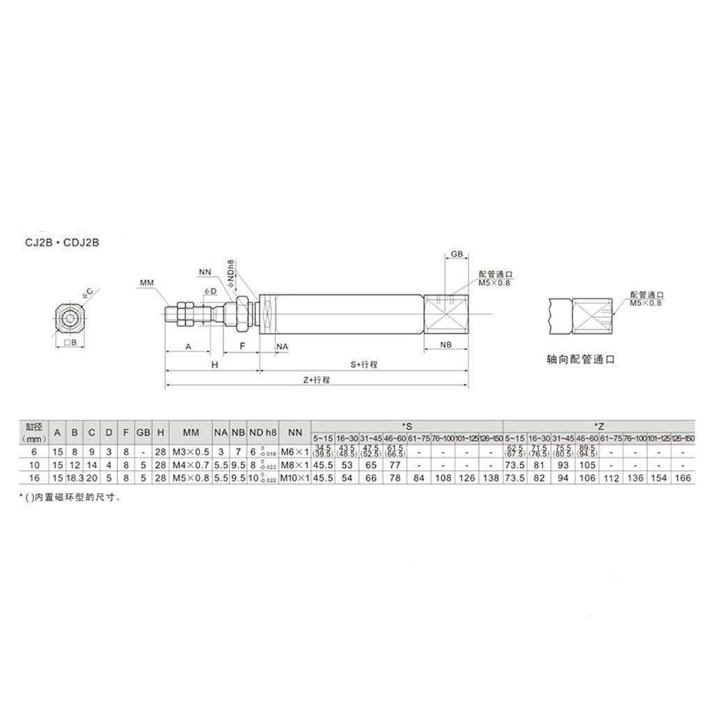Xi lanh khí nén CDJ2B16 x 10 15 20 25 30 35 40 45 50 60 75 100 150 175 – Thiết bị công nghiệp ...