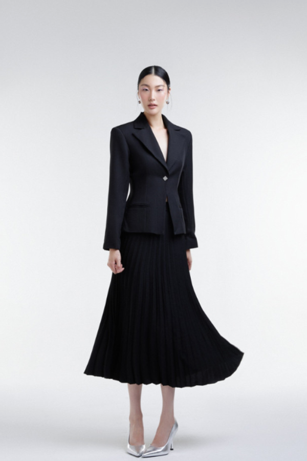 Áo Vest x Chân Váy Midi Xếp Ly TRIO JI – Minde