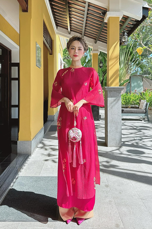 Áo Dài Cách Tân Tay Lửng Cổ Trụ LINN DESIGN – Minde