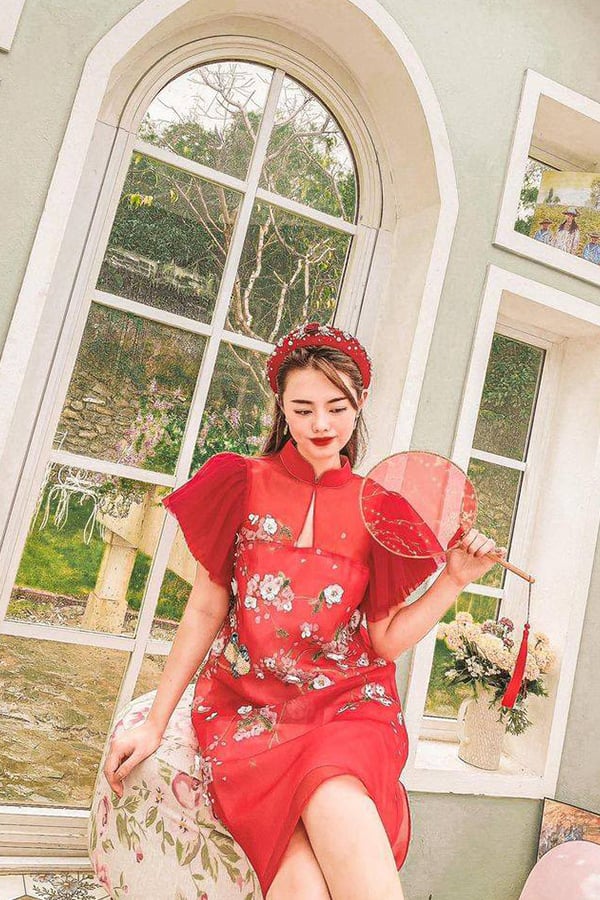 Áo Dài Cách Tân Họa Tiết Tay Kiểu LINN DESIGN – Minde