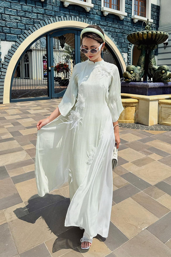 Áo Dài Cách Tân Tay Dài Đính Hoa LINN DESIGN – Minde