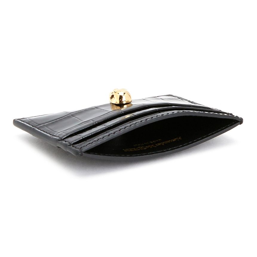 Ví Nam Alexander McQueen Crocodile Card Holder Black 632038-1JMFG-1050 ...