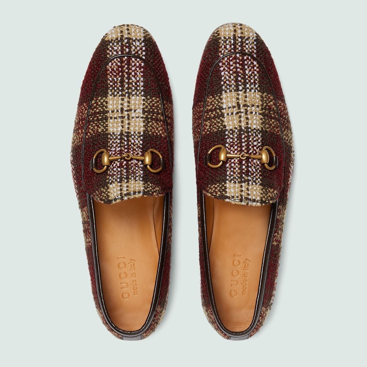 Giày Nam Gucci Jordaan Tweed Loafer Red Brown Tweed 430088-FAATW-6144 ...