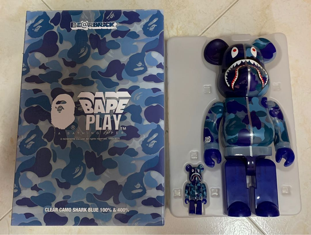Mô Hình Bearbrick Bape Clear Abc Camo Shark 2020 Clear Blue – LUXITY