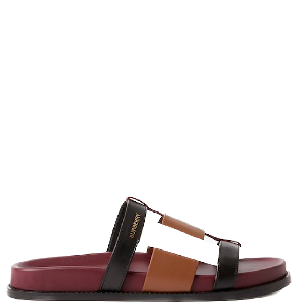 Dép Nữ Burberry Colour Block Leather Slides 'Bordeaux' 80655141 – LUXITY