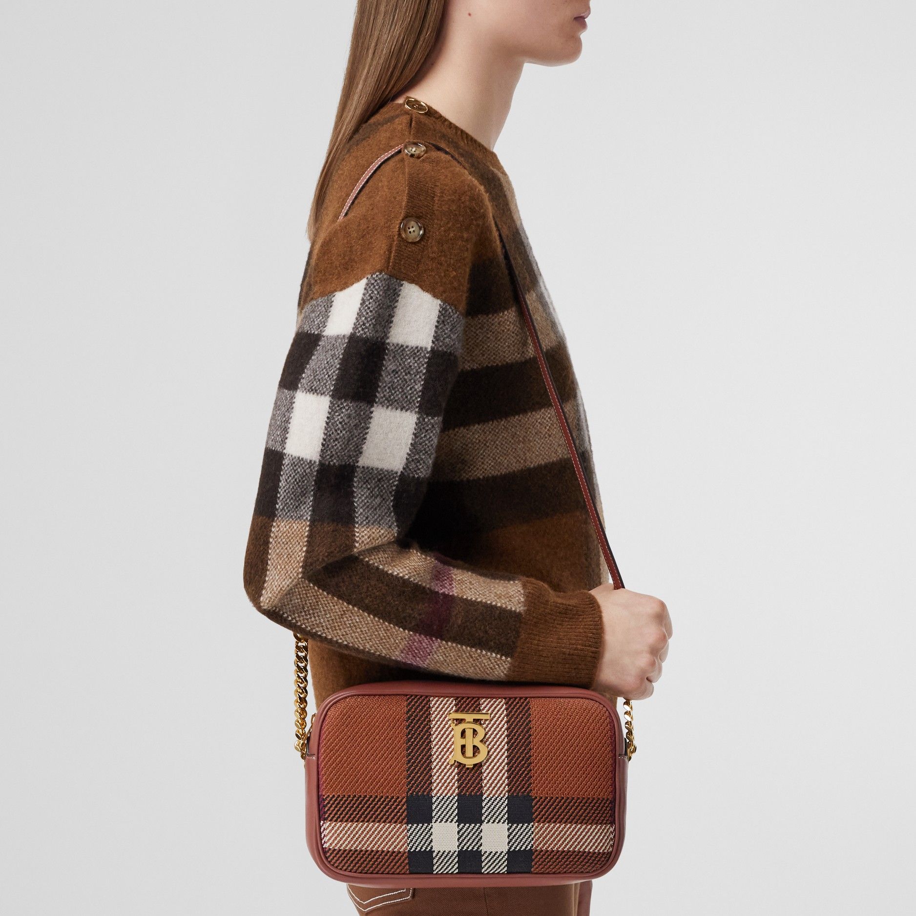 Túi Nữ Burberry Knitted Check Small Camera Bag 'Birch Brown' 80491411 ...
