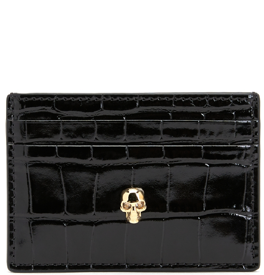 Ví Nam Alexander McQueen Crocodile Card Holder Black 632038-1JMFG-1050 ...