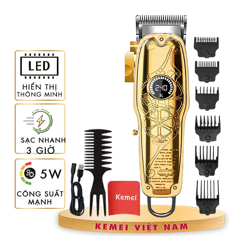 Tông đơ cắt tóc chuyên nghiệp Kemei KM-1969PG sạc nhanh