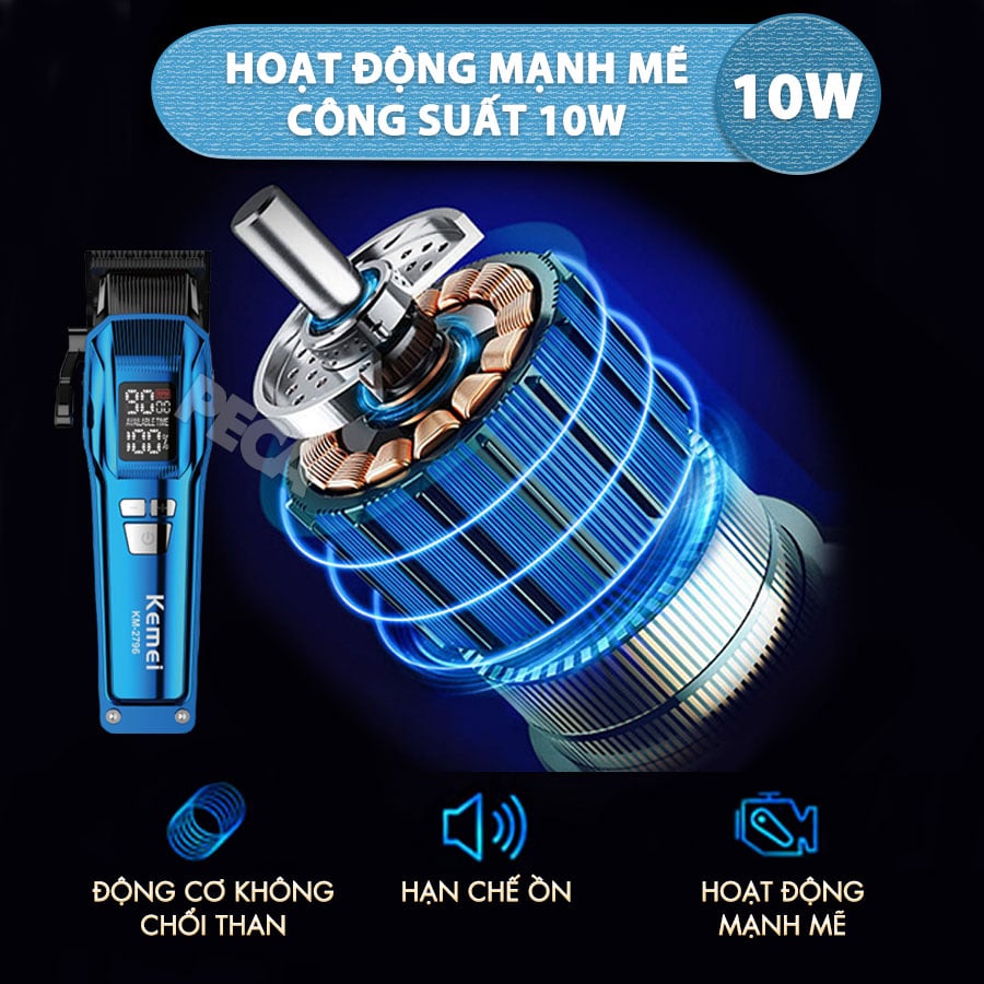 Tông đơ cắt tóc chuyên nghiệp Kemei KM-2796 công suất 10W