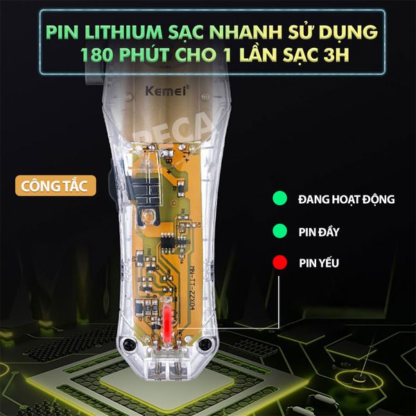 Tông đơ cắt tóc chuyên nghiệp Kemei KM-NG203 vỏ trong suốt