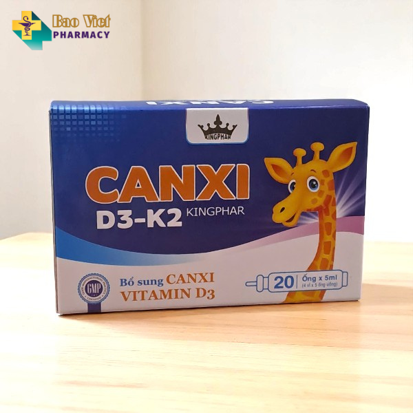 Canxi D3-K2 Kingphar Hộp 20 ống x 5ml - Bổ sung Canxi, vitamin D3 giúp ...