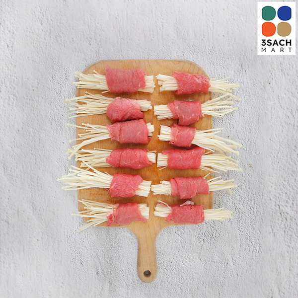 Bò Cuộn Nấm Kim Châm (Khay 350Gr) – 3Sach Mart