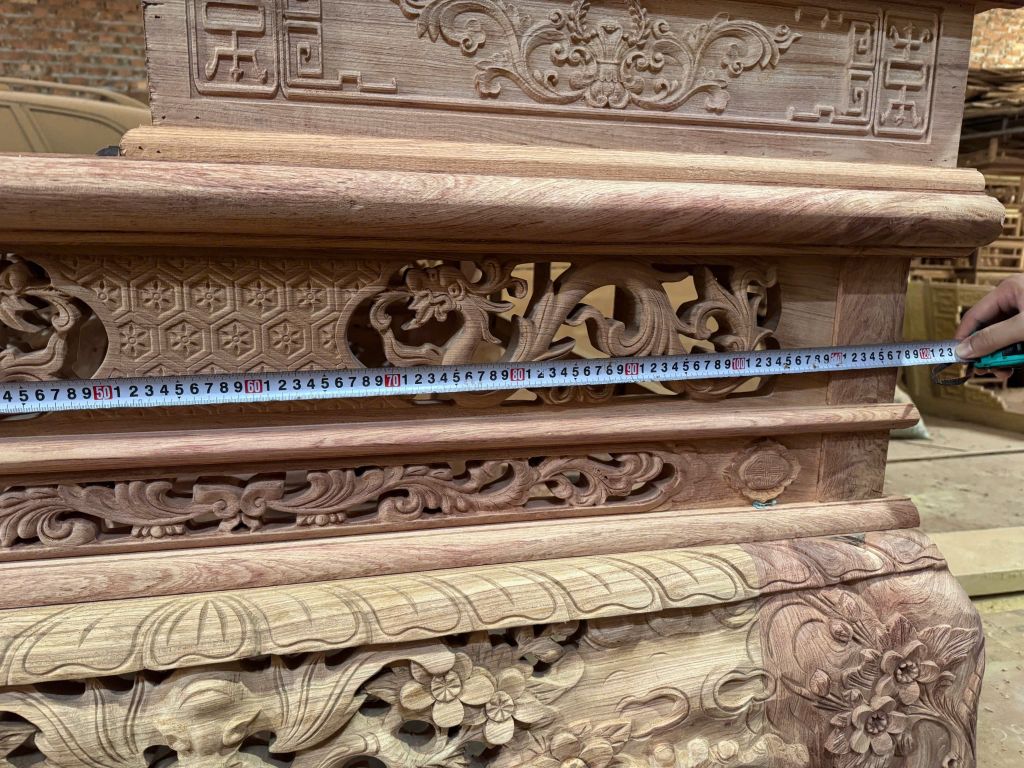 Bàn Thờ Đứng Gỗ Hương Đá Ngang 217cm, Sâu 127cm, Cao 157cm - Đục Mai Đ – Xuonggophuxuyen