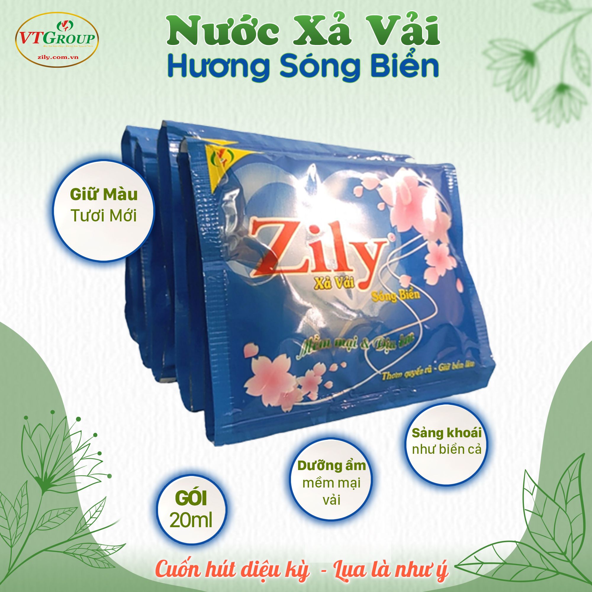 Nước xả vải Zily - dây (10 gói / dây) – NƯỚC GIẶT ZILY