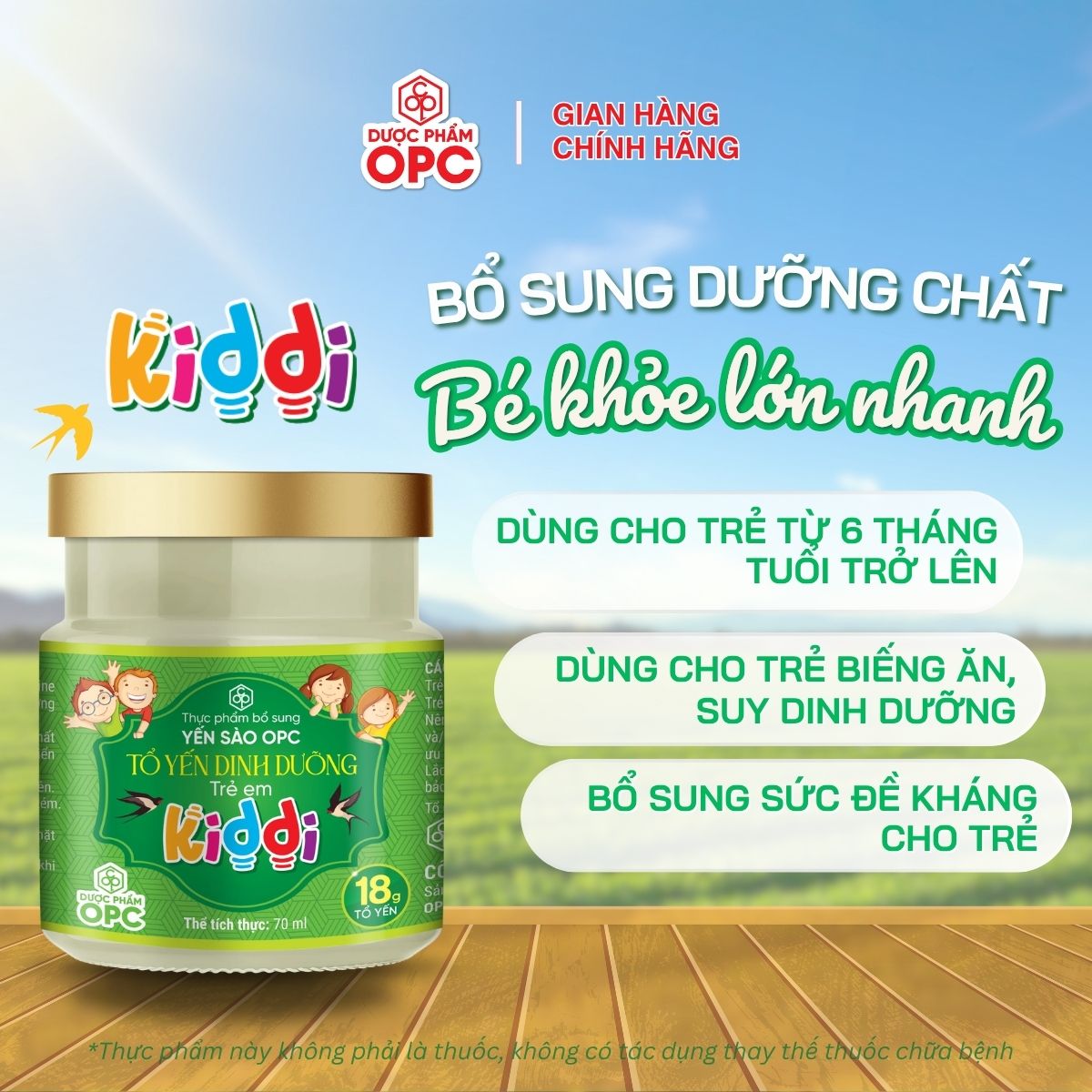 TPBS. YẾN SÀO OPC - TỔ YẾN DINH DƯỠNG TRẺ EM (KIDDI) – Dược Phẩm OPC