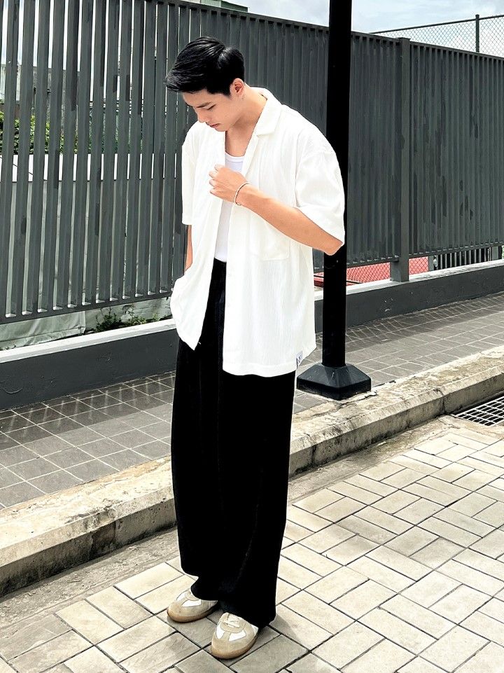 DUENDE Cuban collar pleated short sleeve shirt – Duende