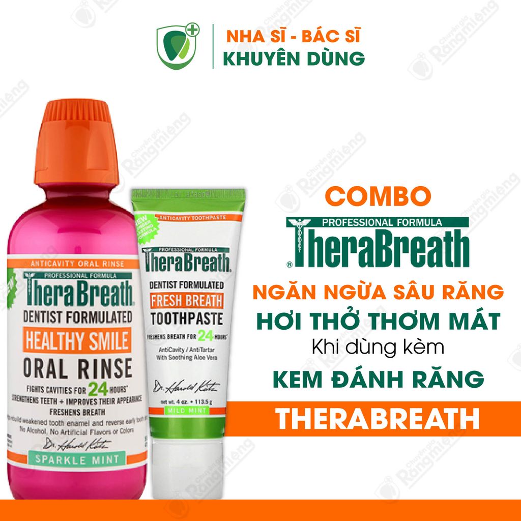 Nước súc miệng TheraBreath Healthy Smile Oral Rinse 473ml - Hồng