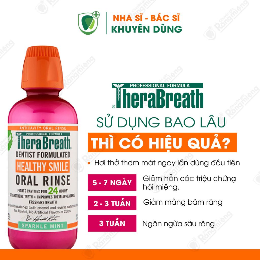 Nước súc miệng TheraBreath Healthy Smile Oral Rinse 473ml - Hồng