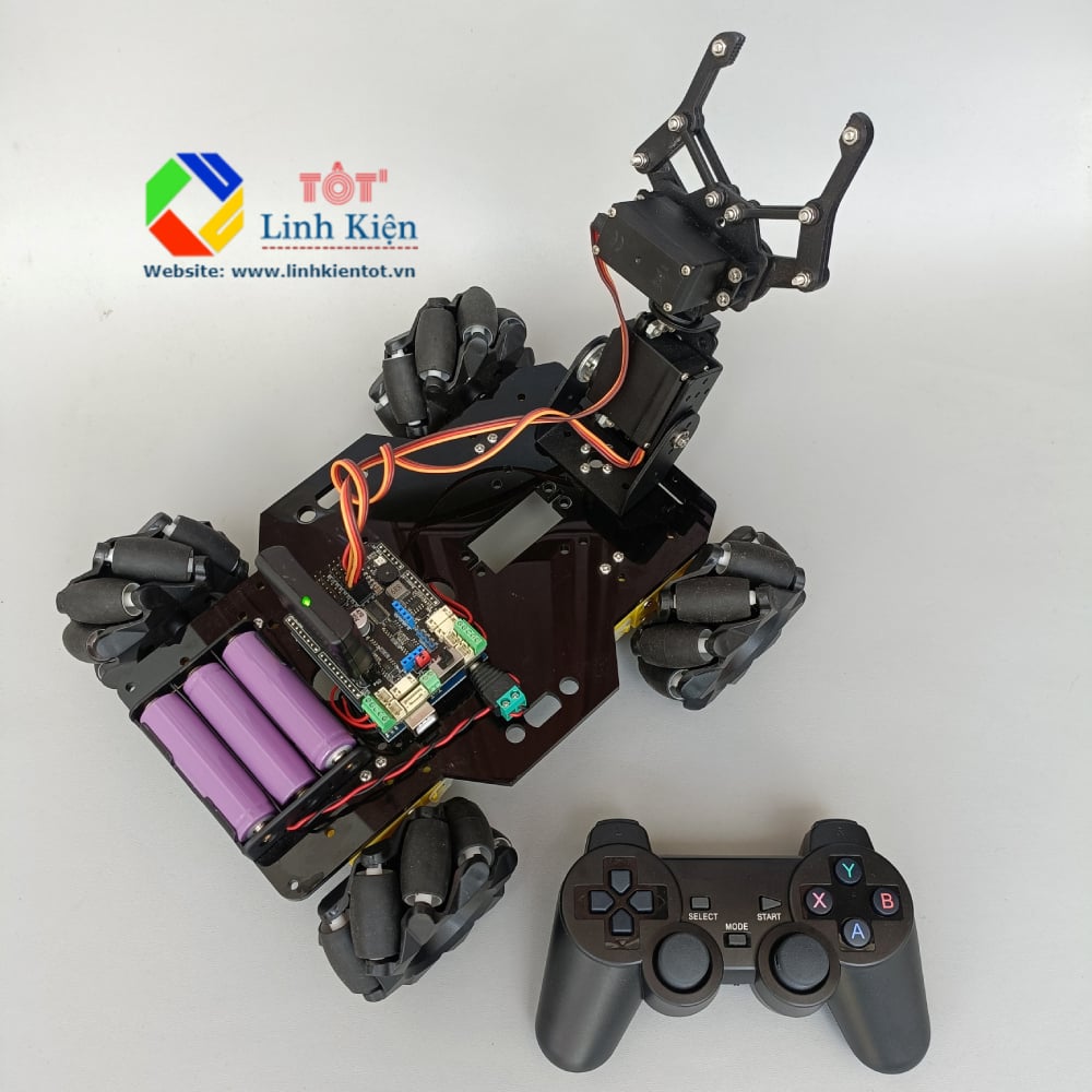 Arm Mecamum 2DoF PS2/Bluetooth Arduino - Bộ xe mecanum cánh tay 2 bậc