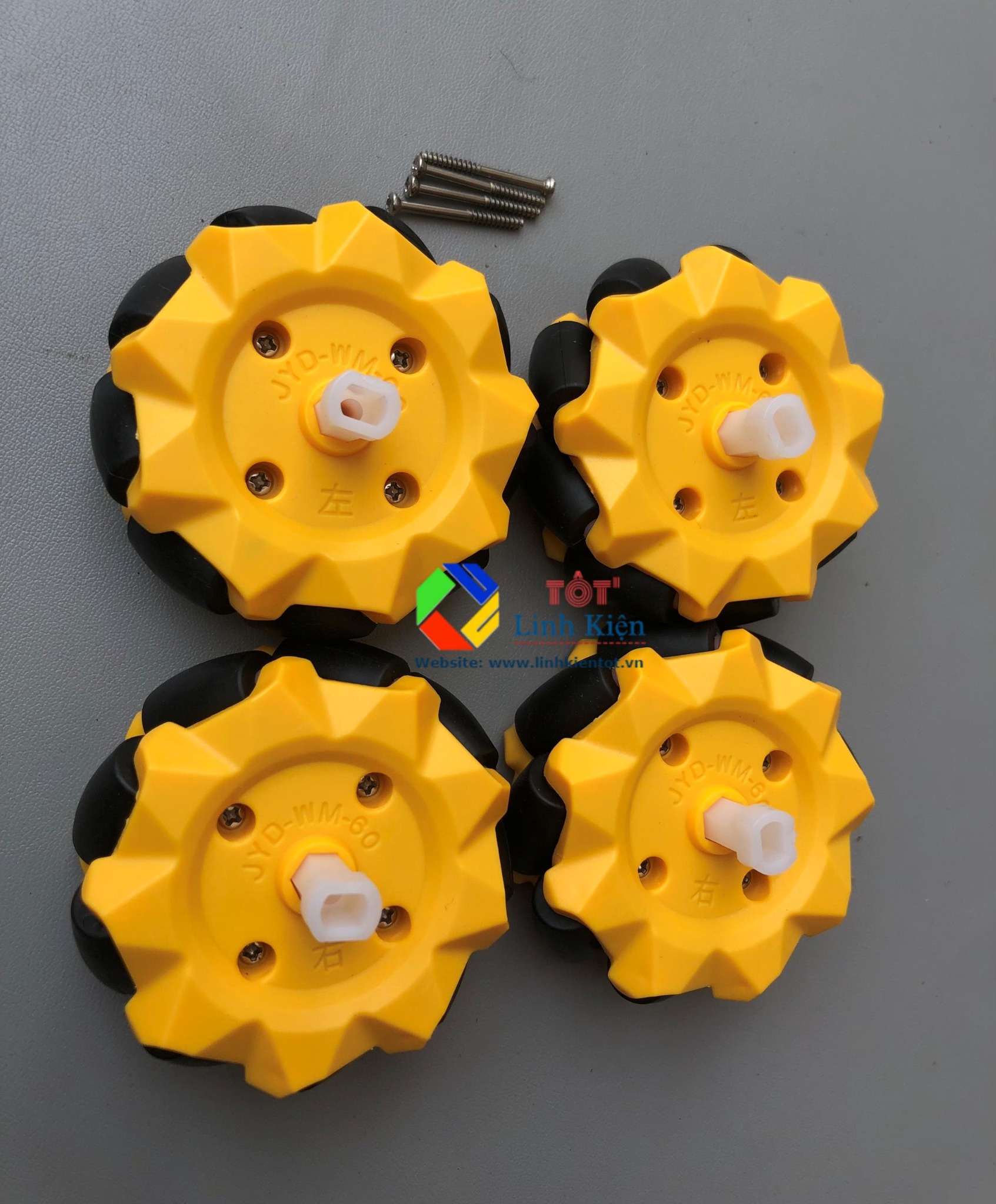 Bộ 4 bánh xe đa hướng mecanum - đường kính 52mm, 60mm 80mm, 96mm, 100c