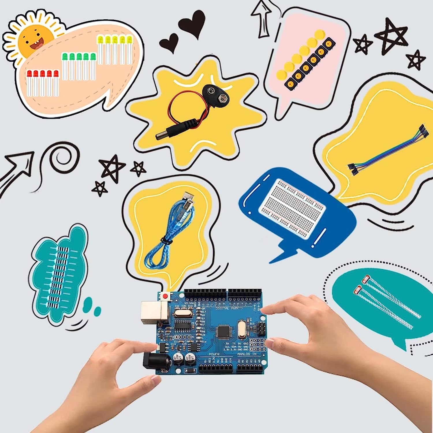 Bộ lập trình STEAM/STEM Arduino SMD dành cho người mới bắt đầu kèm Hướ