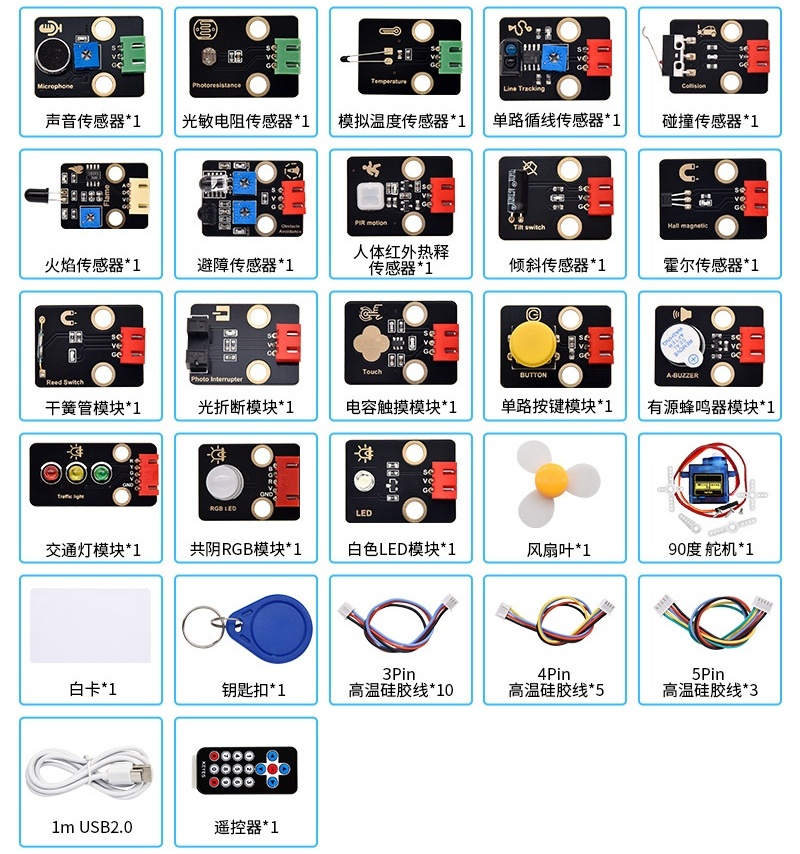 42 in 1 sensor kit - Bộ 42 cảm biến học tập Arduino, STEM, Scartch