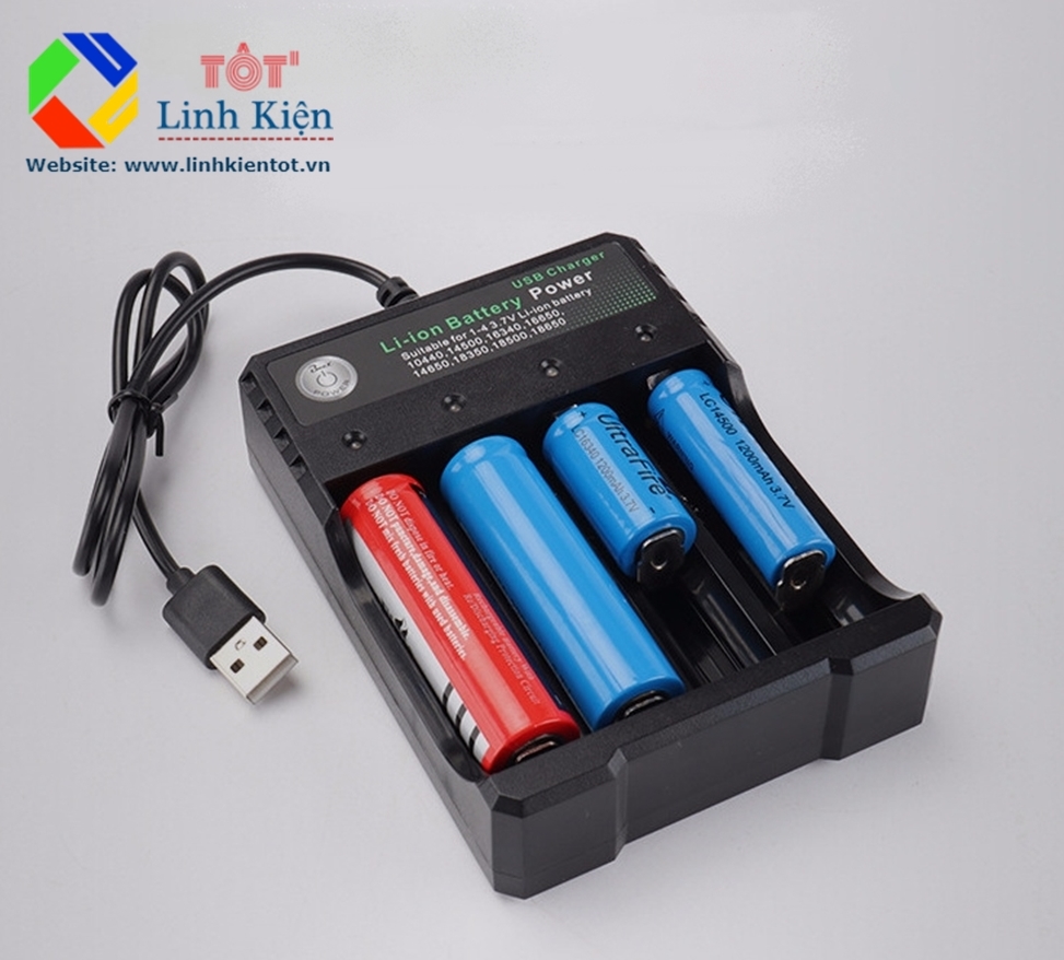 BỘ SẠC PIN ĐA NĂNG 4 CELL 18650 3.7V 26650 14500 - khay sạc tùy chỉnh,