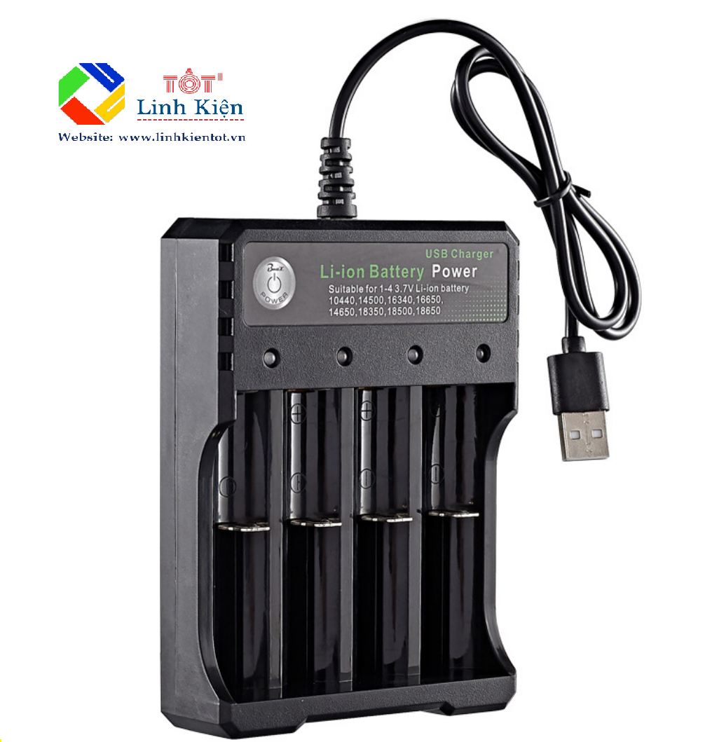 BỘ SẠC PIN ĐA NĂNG 4 CELL 18650 3.7V 26650 14500 - khay sạc tùy chỉnh,