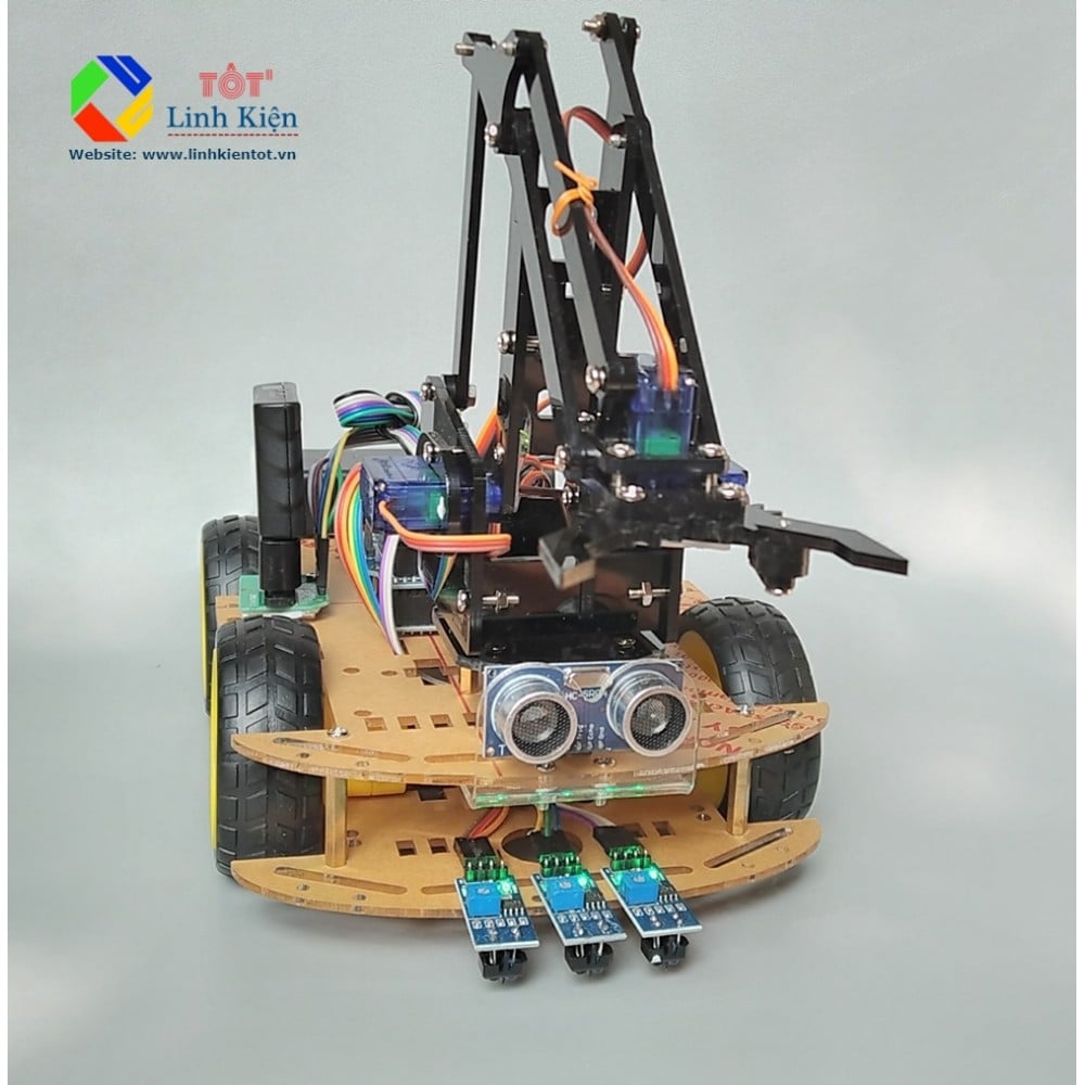 Arm Car Robot Bluetooth - Bộ Xe Cánh Tay 4 Bậc Đa Năng Điều Khiển Blue