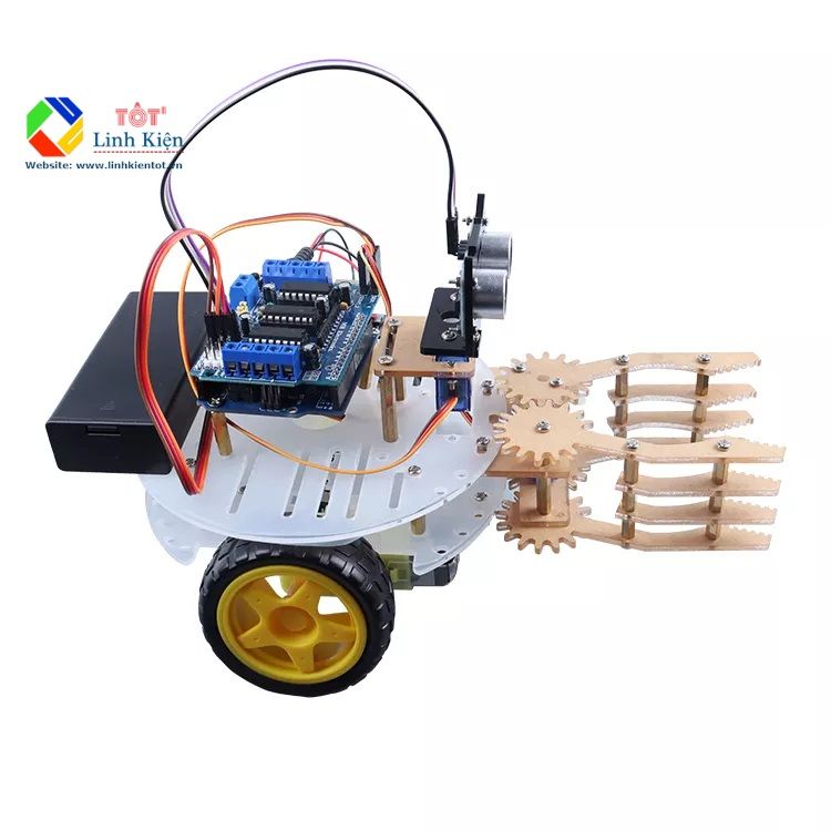 [Kèm code] Bộ xe robot arduino điều khiển từ xa có mỏ kẹp để gắp vật