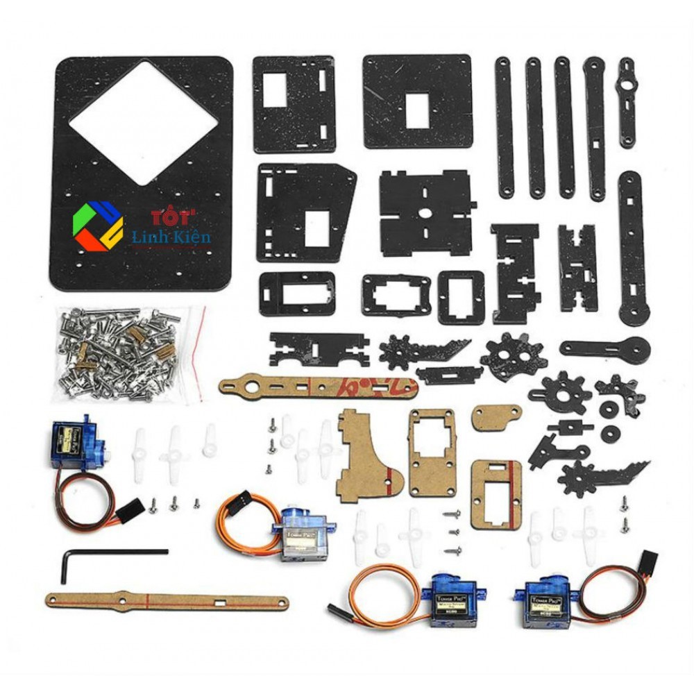 Bộ cánh tay robot Arm 4DoF Me-Arm - bộ khung cánh tay rô bốt 4 bậc mic