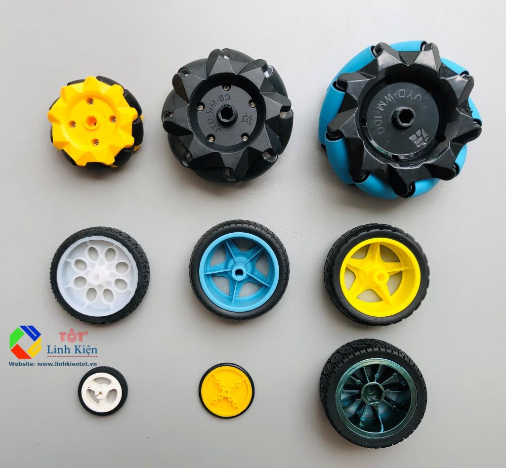 Bánh xe cao su, bánh xe Mecanum các loại làm phụ kiện xe robot DIY STE