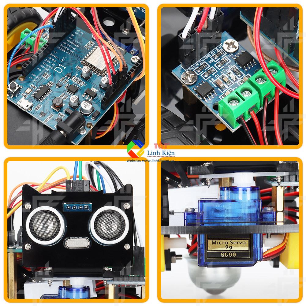 Xe Điều Khiển Wifi ESP8266 Wemost D1 - Xe Tránh Vật Cản Wifi Car Robot