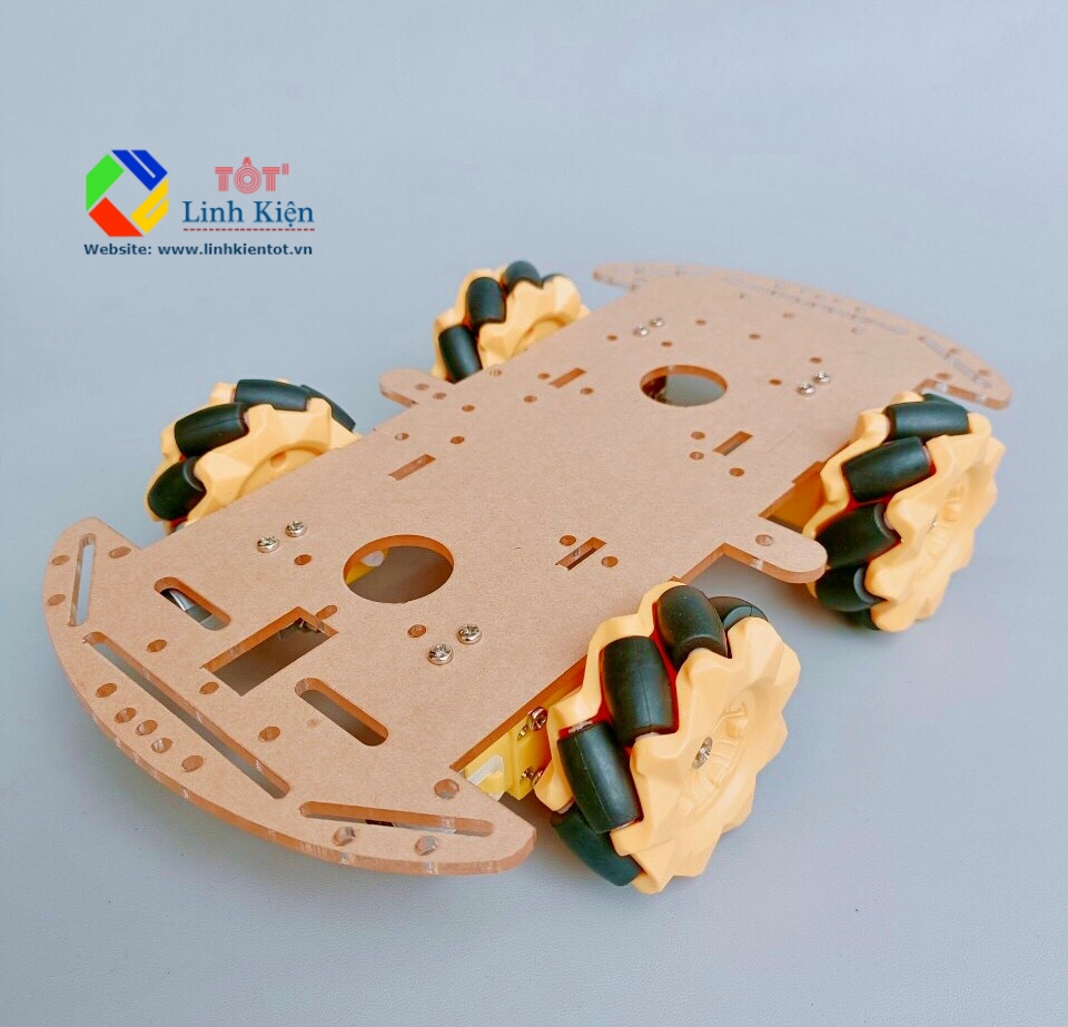 Bộ khung xe 4 bánh Mecanum 60/80mm 1 tầng khung mica đầy đủ - Xe STEM