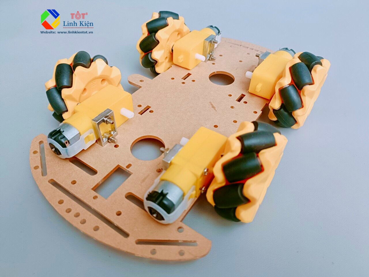 Bộ khung xe 4 bánh Mecanum 60/80mm 1 tầng khung mica đầy đủ - Xe STEM