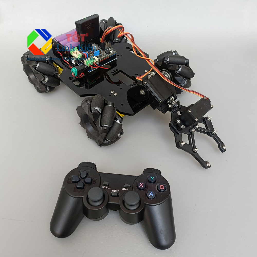Arm Mecamum 2DoF PS2/Bluetooth Arduino - Bộ xe mecanum cánh tay 2 bậc
