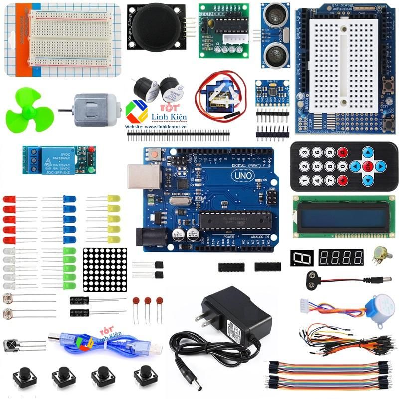 Bộ Kit Arduino Uno R3 Cơ Bản Kèm Nguồn 9v 1a Diy