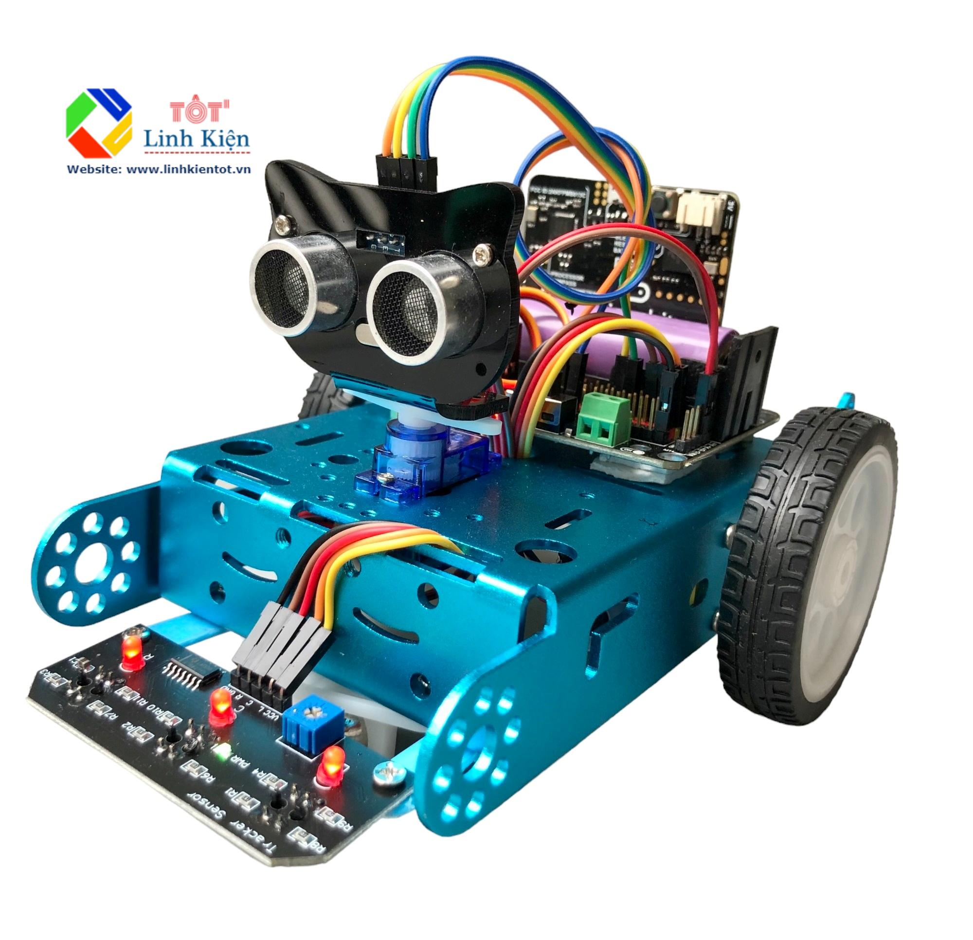 Bộ Xe Robot Thông Minh Microbit Khung Nhôm - Xe BBC Micro:bit Stem Tự