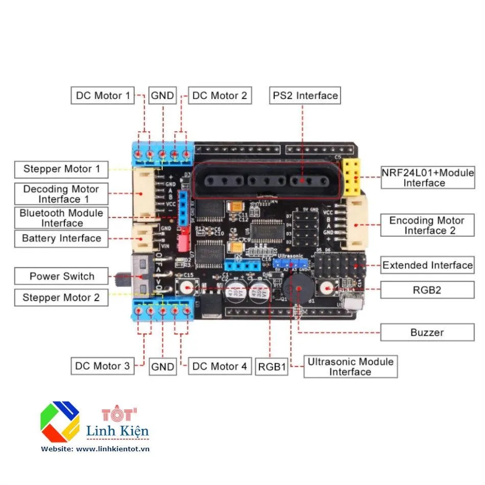 Mạch điều khiển đa năng Robot Motor Driver Shield Board Arduino - PS2,