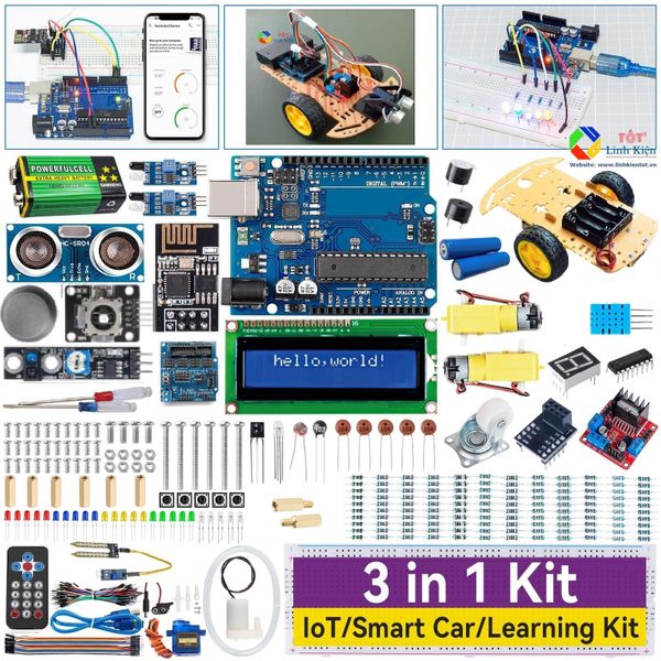 Bộ Car Kit Arduino 3 Trong 1 - Bộ Học Tập Thực Hành Arduino, Chế Tạo X