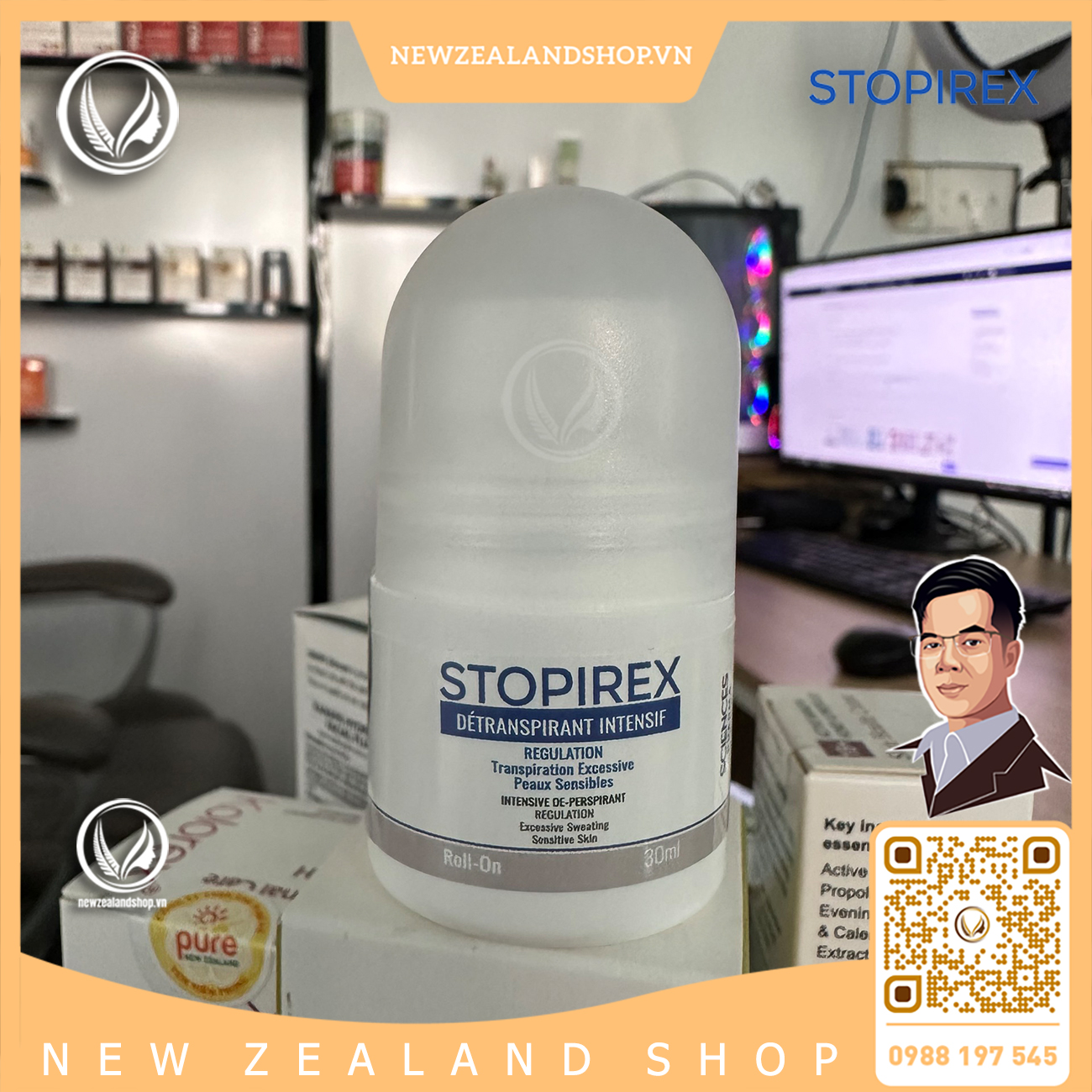 Lăn khử mùi, ngăn tiết mồ hôi nách trong 72 giờ Stopirex Détranspirant