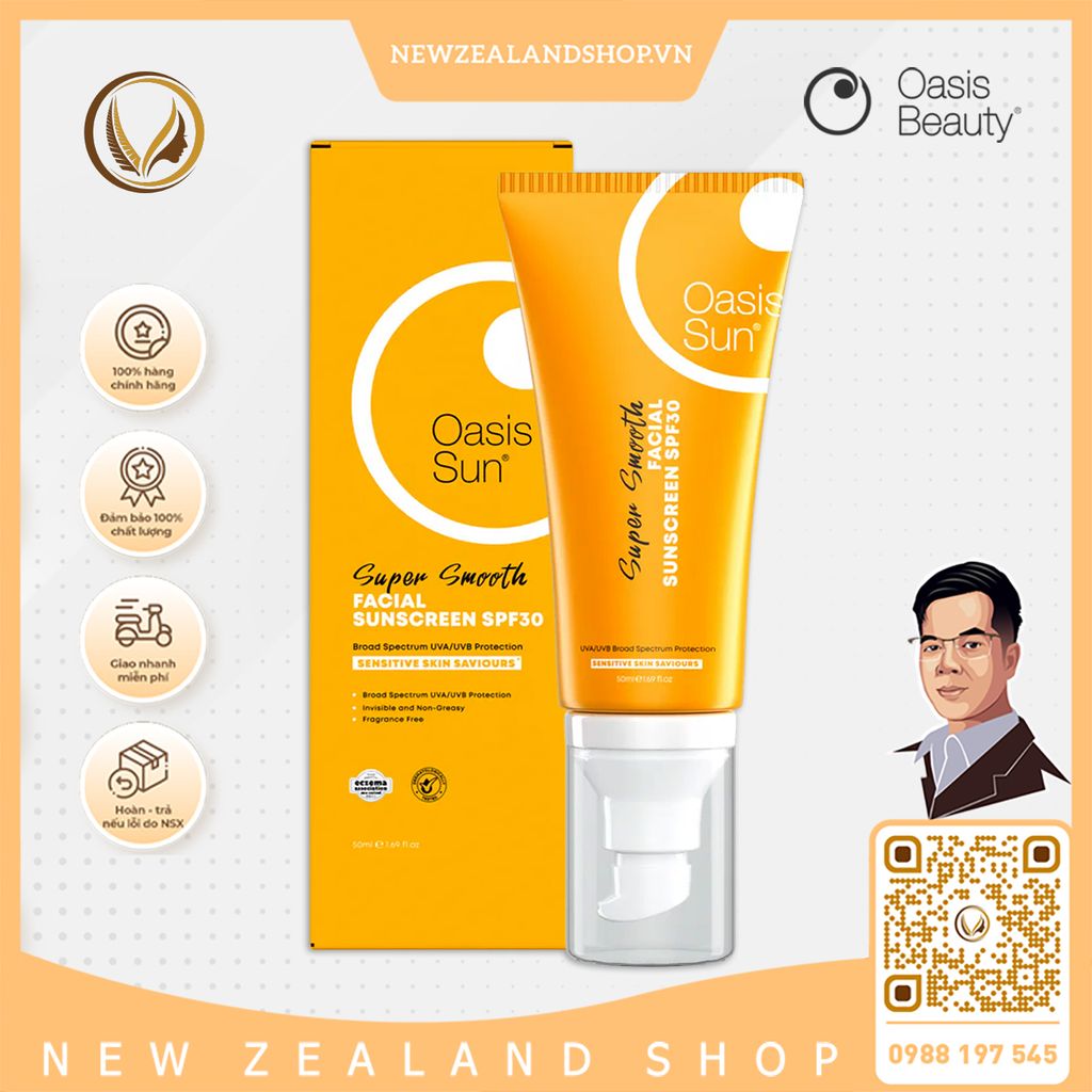 Kem chống nắng SPF30 Oasis Beauty Super Smooth Facial Sunscreen 50ml