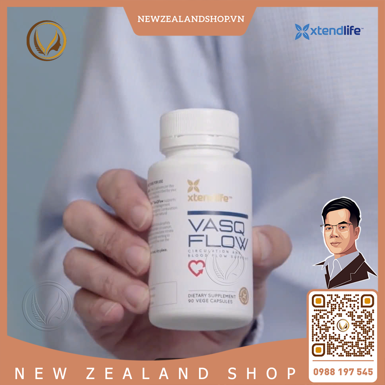 Viên uống lưu thông máu, tăng Nitric Oxide Xtend Life VasQFlow 90 viên