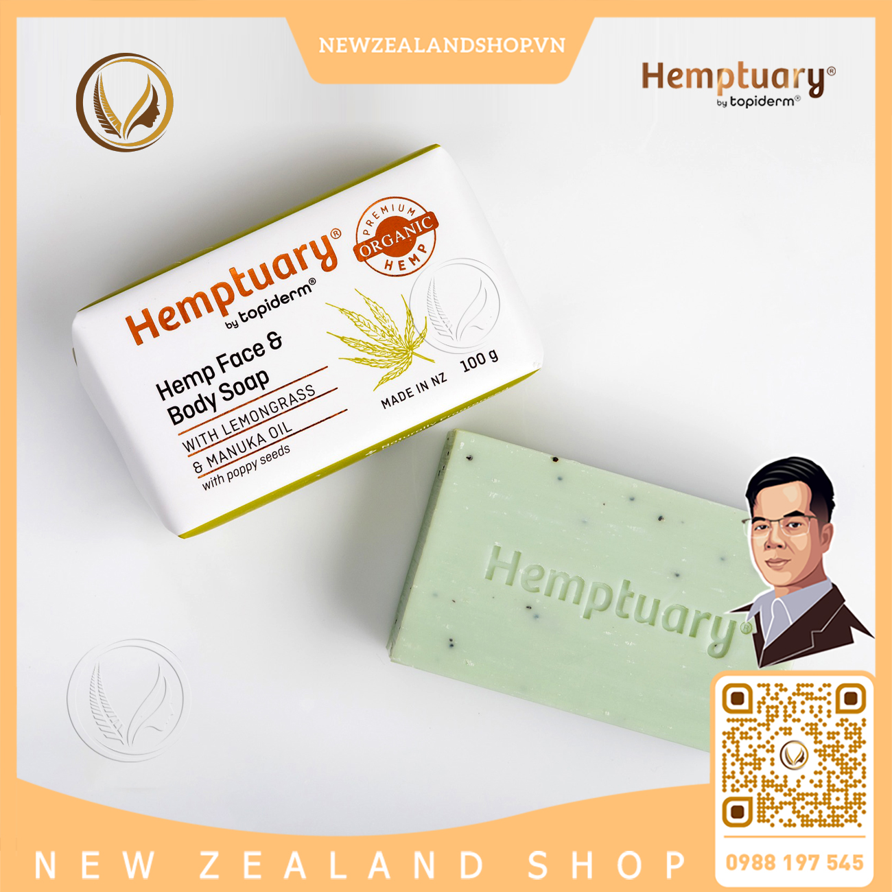 Xà Phòng Tắm Và Rửa Mặt Hạt Gai Dầu Hemptuary Hemp Face And Body Soap
