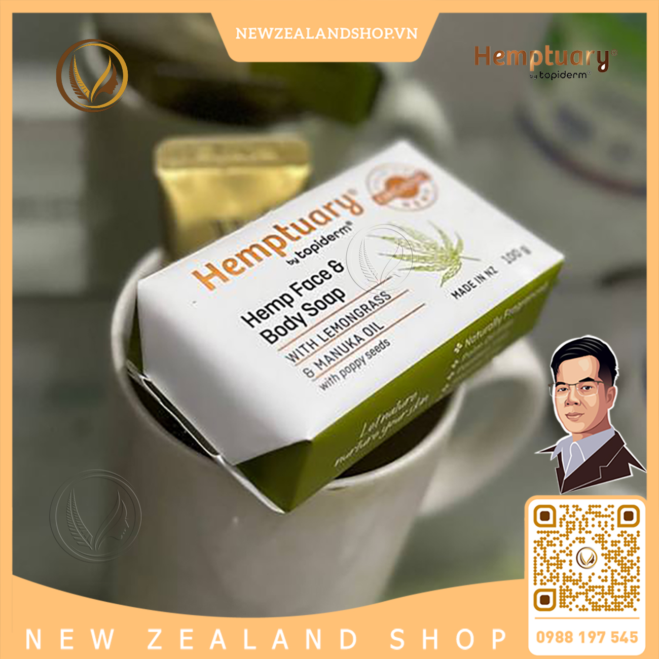 Xà Phòng Tắm Và Rửa Mặt Hạt Gai Dầu Hemptuary Hemp Face And Body Soap