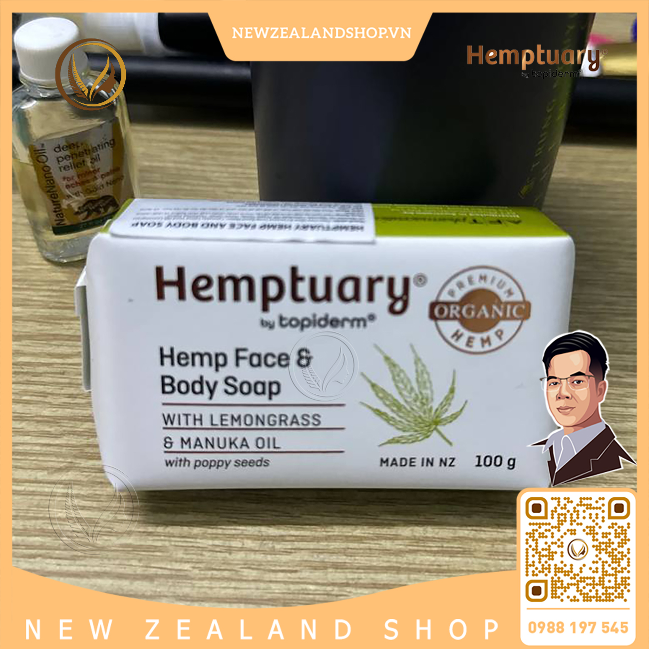 Xà Phòng Tắm Và Rửa Mặt Hạt Gai Dầu Hemptuary Hemp Face And Body Soap
