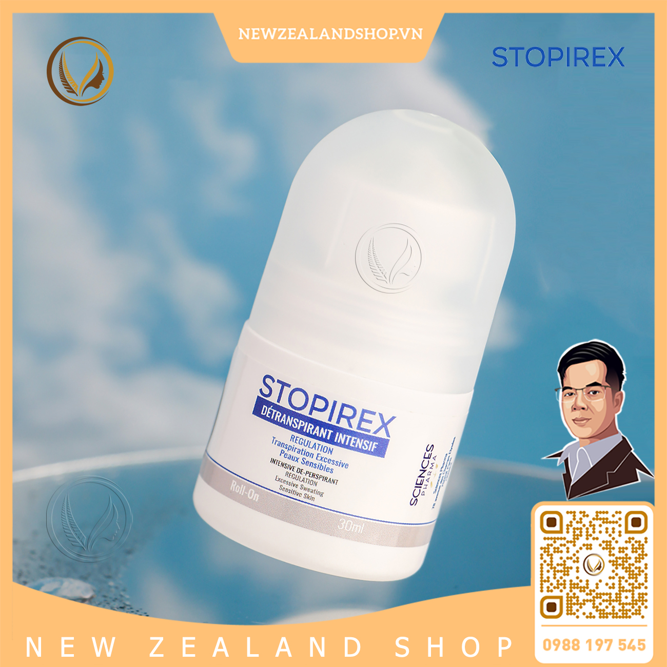 Lăn khử mùi, ngăn tiết mồ hôi Stopirex Détranspirant Intensif 30ml