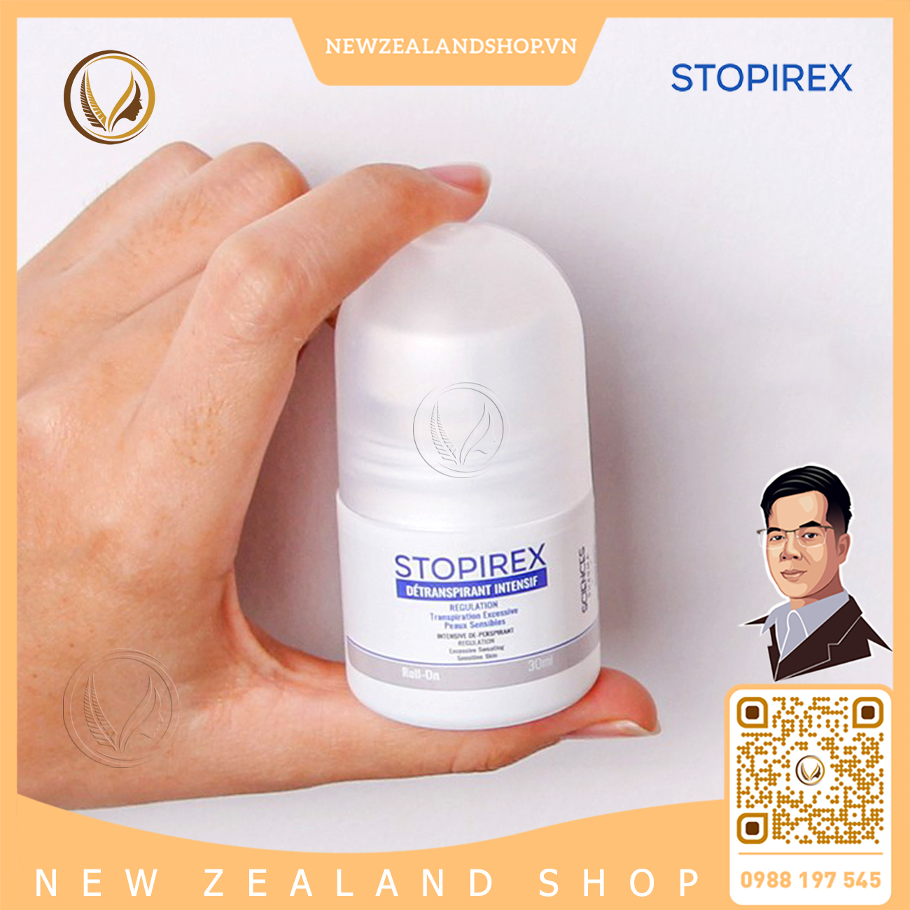 Lăn khử mùi, ngăn tiết mồ hôi Stopirex Détranspirant Intensif 30ml