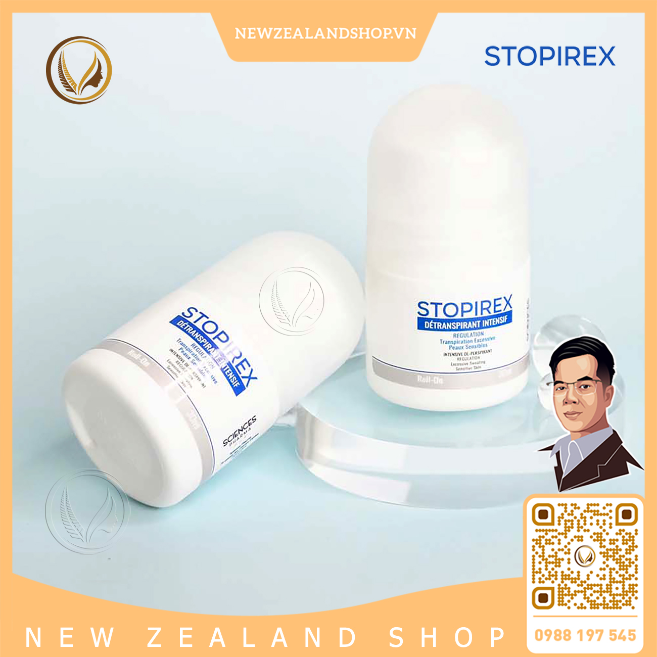 Lăn khử mùi, ngăn tiết mồ hôi Stopirex Détranspirant Intensif 30ml