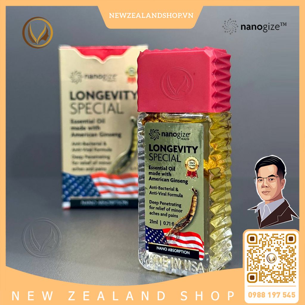 Tinh Dầu Gió Nhân Sâm Mỹ Nanogize Essential Oil American Ginseng 21ml
